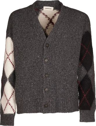 ATOMOFACTORY cardigan boutonné à motif losanges - Gris