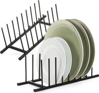 Com-Four 2X Abtropfgestell f&uuml;r Geschirr - Tellerhalter aus Metall - Stabiler Geschirr-Abtropfer - moderner K&uuml;chenorganizer - edler Geschirrtrockner - Topf-Deck