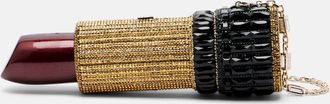 Judith Leiber Clutch Lipstick Burgundy Glitter