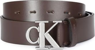 Calvin Klein Jeans Round Mono Plaque Belt 35MM K50K509532 Ceintures, Noir (Bitter Brown), 95 Homme
