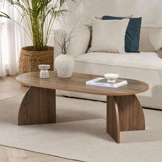 Pier Import Table basse ovale effet bois de noyer pieds courbes MARFA
