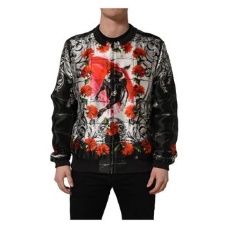 Dolce & Gabbana Majolica Bull Print Bomberjacke - - Jackets - Herren - Mehrfarbig - M