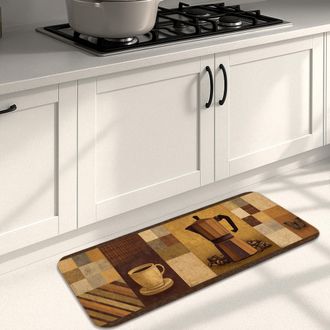 Generic K&uuml;chenmatten mit Kaffee-Motiv, rustikale Vintage-weiche Matten, Herbst-gepolstert, bequem, waschbar, rutschfest, Dekor-Teppiche f&uuml;r K&uuml;chensp&uuml;le, Wasch