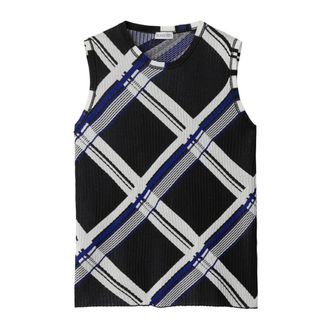 Burberry Femme, Tops, Multicolore, Taille: 40 FR Plaid Knit Sleeveless Top