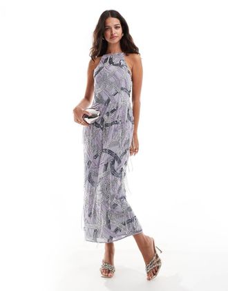 Asos Ergonomisch verziertes Midikleid in zartem Flieder mit Ringerr&uuml;cken-Lila