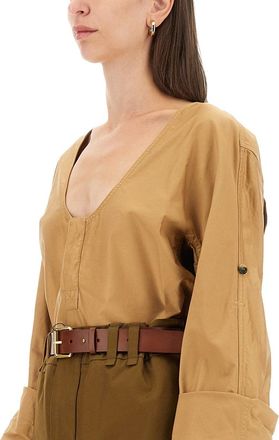 Saint Laurent Henley Blouse - Beige