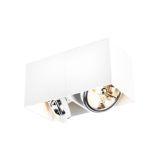 QAZQA Design-Spot wei&szlig; rechteckig 2-flammig - Box
