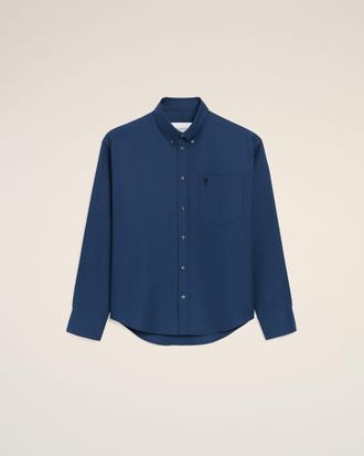 Ami Chemise Boxy Bleue Ami De Coeur Brod&eacute; en Coton Encre - 36 - Homme