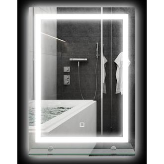 Kleankin Badspiegel mit Beleuchtung, Wandspiegel mit 3 Lichtfarben, IP44 Lichtspiegel mit Touch-Schalter, Memory-Funktion, Badezimmerspiegel aus Alu