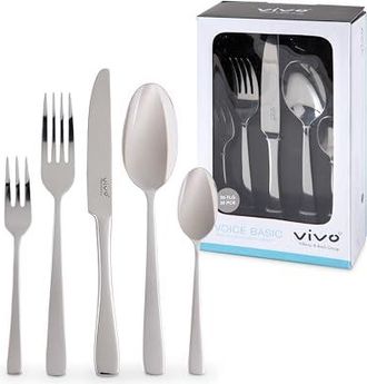 Villeroy & Boch vivo - Villeroy & Boch Group - Voice Basic Tafelbesteck 30 Teilig 6 Personen, Spülmaschinenfest, Rostfrei, Besteck Set, Essbesteck, Messer Gabel Löffe