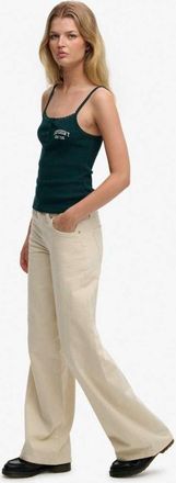 Superdry Pantalon baggy &agrave; taille mi-haute - Blanc riz