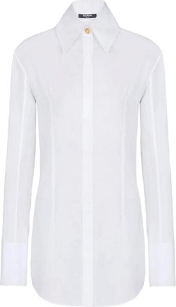 Balmain Femme, Blouses et Chemises, Blanc, Taille: 38 FR Cotton Poplin Shirt