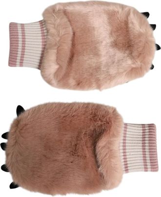 Dolce & Gabbana Femme, Accessoires, Brun, Taille: ONE Size Acrylic Knitted Fur Wrist Mitten Gloves