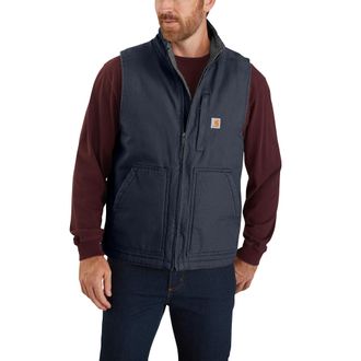 Carhartt Work in Progress Herren Weste mit Sherpa-Futter und Stehkragen mit Lockerer Passform Arbeits-Utility-Oberbekleidung, Marineblau, XL