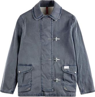 Fay Homme, Vestes, Gris, Taille: M Toggle Collared Jacket
