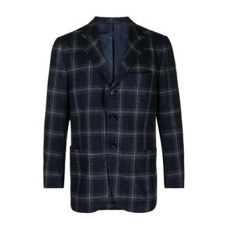 Kiton Homme, Vestes, Bleu, Taille: L Blazer Crois&eacute; &agrave; Carreaux &Eacute;cossais