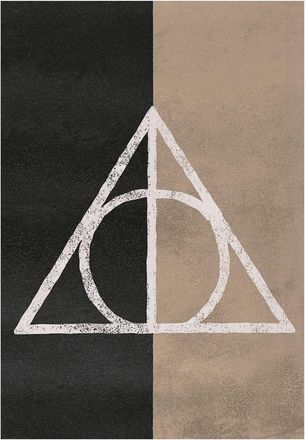 Harry Potter bedruckt, Deathly Hallows (40 cm x 30 cm) (Braun/Schwarz/Weiß)