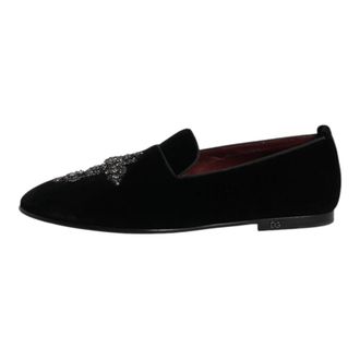Dolce & Gabbana Velvet Embellished Loafer - - Shoes - Herren - Schwarzk - 43 EU