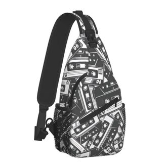 AOOEDM Retro-Kassetten-Umhängetasche für Damen und Herren, Crossbody-Schultertaschen, lässiger Sling-Rucksack, Brusttasche, Reisen, Wandern, Tagesrucksack fü