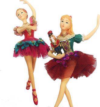 Gisela Graham Nussknacker Clara Ballerina Weihnachtsbaumschmuck, 2 St&uuml;ck