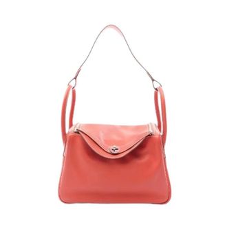 Herm&egrave;s Sac &agrave; bandouli&egrave;re Pre-owned Lindy30 en cuir de veau - Femme - Pre-owned - Orange - Taille: ONE Size