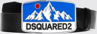 Dsquared2 Lederg&uuml;rtel mit Grafikdruck und emaillierter Logo-Schnalle