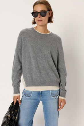 Gerard Darel Pull col rond bicolore en cachemire - EDDA - Gris Chin&eacute;