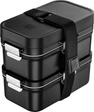 Zwilling FRESH & SAVE Lunchbox to go inkl. Edelstahl-Besteck, bruchsicher, Vakuumfunktion, Schwarz