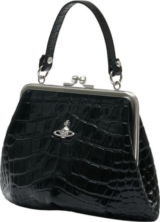 Vivienne Westwood Calfskin Leather Top Handle Bag - Black