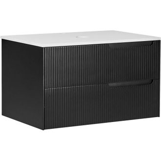 Beliani Wandmontierter Waschtischunterschrank QUINTELA 80 cm Schwarz