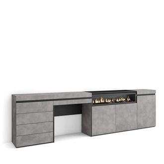 Skraut Home | Sideboard, Kommode | Aufbewahrungsschrank | 277x75x35 cm | F&uuml;r Schlafzimmer, Zimmer | Elektrokamin. | Kommode mit Schubladen | Schminktisch | Modern