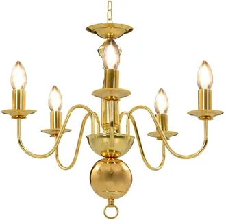 vidaXL Kronleuchter Golden 5 x E14-Gl&uuml;hbirnen - Vidaxl