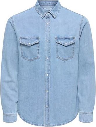 Only & Sons ONSBANE Denim 3247 DNM Shirt Noos, Chemise Casual Homme, Medium Blue Denim
