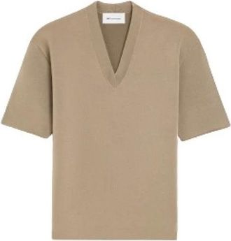 Ami Femme, Pulls, Brun, Taille: 38 FR Tricot Double Face Col en V