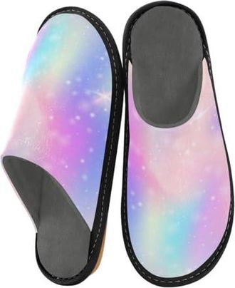 HMZXZ Pantoufles modernes colorées abstraites pour homme et femme, paillettes multicolores pour la maison, la chambre à coucher, les voyages, multicolore, 3