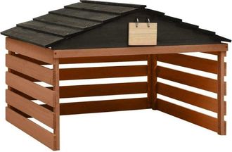 vidaXL M&auml;hroboter-Garage Schwarz und Braun 78x74x54 cm Tannenholz - Vidaxl