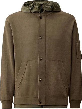 C.P. Company C.p. Company, Homme, Sweatshirts et sweats &agrave; capuche, Vert, Taille: XL Pull &agrave; capuche r&eacute;versible en coton m&eacute;lang&eacute;