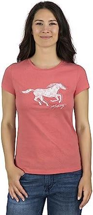 Mustang Jeans T-shirt dété à col rond et col rond - Coupe ajustée - Manches courtes - Logo imprimé - 100 % coton - Blanc, bleu, vert, rouge, S, M, L, XL, XXL, Corai