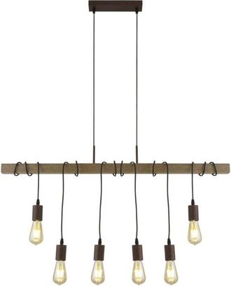 Searchlight Barn - 6 Lichtleiste Anhänger Braun, Dunkles Holz, E27 - Searchlight