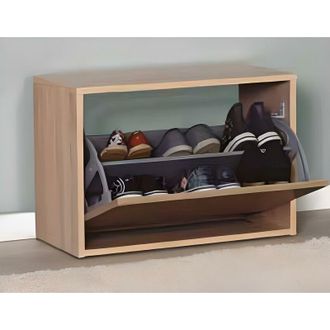 PEGANE Pegane - Meuble à chaussures avec 1 porte coloris Chêne Cambrian - Longueur 60 x profondeur 30 x hauteur 42 cm