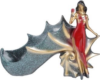 Valiclud Kreativer Resin Weinflaschenhalter M&auml;dchenfigur Rot Weinregal Deko Flaschenst&auml;nder f&uuml;r Zuhause Bar Restaurant Geschenkidee