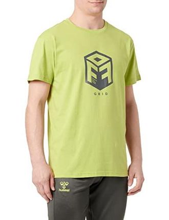 Hummel Jersey de Coton Hmloffgrid S/S T-Shirt, Citron foncé/Myrtle, L Homme