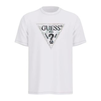 Guess Homme, Tops, Blanc, Taille: XL T-shirt et Polo Triangle Blancs