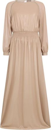 PESERICO Femme, Robes, Beige, Taille: 46 FR Robe Maxi avec Cha&icirc;ne Monil