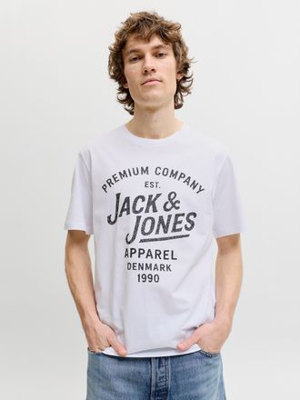 Jack & Jones T-Shirt JACK & JONES JPRBLUZANE SS TEE FST, Herren, Gr. XL, wei&szlig;, Jersey, Obermaterial: 100% Baumwolle, bedruckt, regular fit normal, Rundhals, Shirts