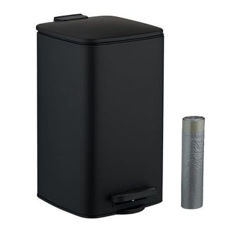 Relaxdays Poubelle de Salle de Bain, 8 litres, Seau int&eacute;rieur Amovible, avec Couvercle Pratique, Noire