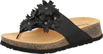Think Damen KOAK chromfrei gegerbte nachhaltige Slingback Sandale, SCHWARZ, EU