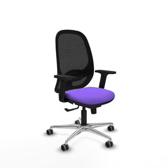 Piqueras y Crespo Hochwertiger B&uuml;rostuhl mit 2D-Armen, h&ouml;henverstellbare Lendenwirbelst&uuml;tze, ausgestattet mit 3 Positionen und Schneideschaum, Schwarz/Lila