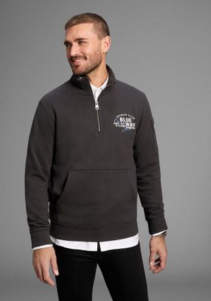 DELMAO Sweatshirt Troyer mit moderner &Auml;rmeltasche