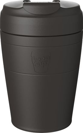 KeepCup Reisebecher f&uuml;r Pendler, isolierter Edelstahl, wiederverwendbar, mit auslaufsicherem Klappdeckel, 340 ml, Schwarz